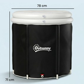 Outsunny nafukovací ledová vana 280 l — přenosná studená lázeň s krytem a pumpou, vícevrstvé zateplení, Ø78 x 71 cm