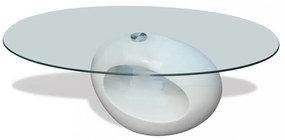 Konferenční stolek lamino / sklo Dekorhome Bílá lesk