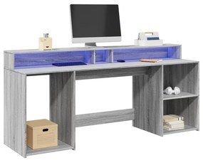 Psací stůl s LED šedý sonoma 200 x 55 x 91 cm kompozitní dřevo 3309443