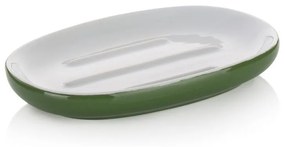 KELA Miska na mýdlo Isabella keramická listová zelená 13,5x8,5x2,0cm KL-22005
