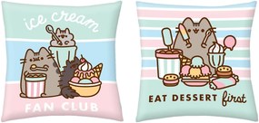 Oboustranný polštář kočička Pusheen - motiv Ice cream fan club - 40 x 40 cm