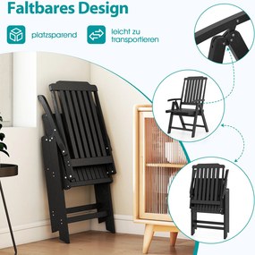 Costway Skládací zahradní židle, plastová skládací židle s vysokým