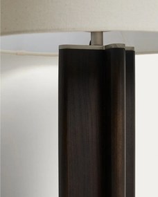 Bílá/tmavě hnědá stolní lampa z kaučukového dřeva s textilním stínidlem (výška 48 cm) Niani – Kave Home