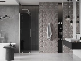 Mexen Velar, posuvné sprchové dveře do otvoru 90 cm, 8mm šedé sklo, broušená ocel, 871-090-000-41-97