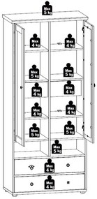Vysoká vitrína Bonanza, vintage optika