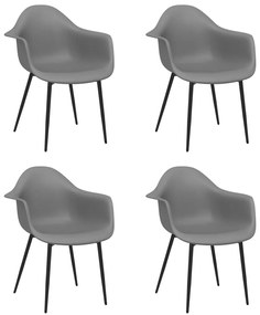 vidaXL Jídelní židle 4 ks šedé PP