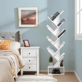 Costway Knihovna 10 Tier Tree Book se zásuvkou na podlaze stojící úložný regál
