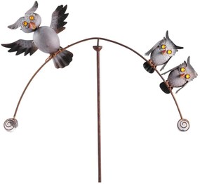 Zapichovací zahradní dekorace Balance Owl, 138 cm, kov, vícebarevná