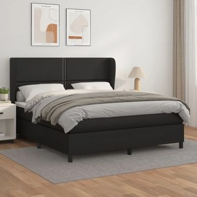 Box spring postel s matrací černá 180x200 cm umělá kůže 3128985
