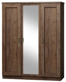Třídveřová šatní skříň se zrcadlem Noris N15, Barva: dub lefkas