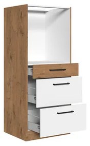 Kuchyňská skříňka pod troubu se zásuvkami Woodline 60 DPS-145 3S BB, Barva: dąb lancelot / dark wood