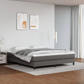Box spring postel s matrací šedá 180x200 cm umělá kůže,  3144277