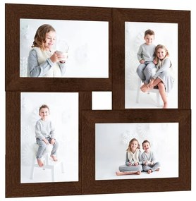 vidaXL Kolážový fotorámeček na 4 obrázky (10 x 15 cm) tmavě hnědý MDF