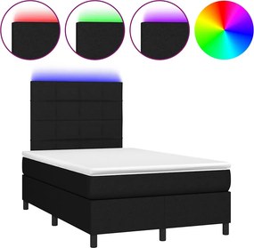 Box spring postel s matrací a LED černá 120 x 200 cm textil 3134863