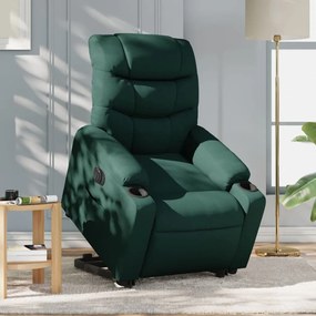 Elektrické zvedací polohovací křeslo tmavě zelené textil 3206669