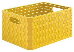 Rotho Plastový košík COUNTRY, rovný, žlutý (18l - 37x28x19)