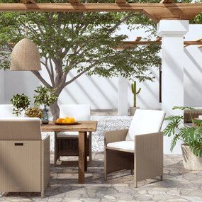 vidaXL Zahradní jídelní židle s poduškami 4 ks polyratan [316804] Barva: Béžová