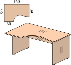 Ergonomický stůl Impress 160 x 90 cm, levý, bílá