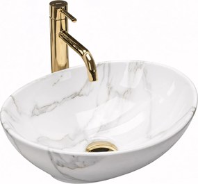 Rea Sofia Aiax Marmur umyvadlo, 41 x 35 cm, bílá - imitace kamene, REA-U6597