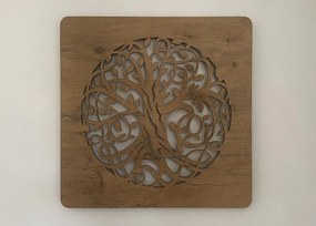 Li-Go "Strom života" světelný obraz s baterií 62x62cm varianta: ovládání na obraze bez dálkového ovladače, provedení: dub světlý