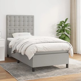 Box spring postel s matrací světle šedá 90x190 cm textil 3142057