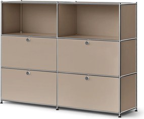 Tchibo - Kovová odkládací skříňka »Cn3« se 4 výklopnými dvířky, hnědošedá