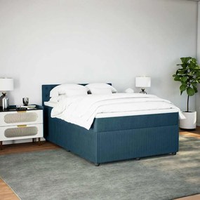 Box spring postel s matrací modrá 160 x 200 cm samet 3287798