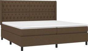 Box spring postel s matrací a LED tmavě hnědá 200x200 cm textil 3138584