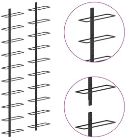 vidaXL Marketos Nástěnný stojan na víno na 20 lahví 2 ks černý kov