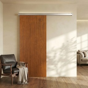 HOMCOM posuvné dveře 90 × 210 cm s kováním, hnědé