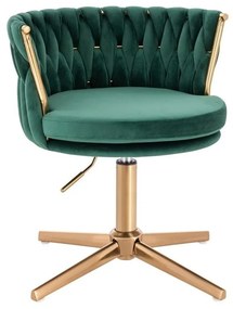 LuxuryForm DESIGN Otočná židle LYON VELUR na zlatém kříži - zelená