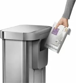 Simplehuman Pedálový odpadkový koš  – 55 l / matná ocel / FPP / kapsa