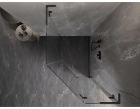 Mexen Lunar, L pětiúhelníkový sprchový kout s pravým sklonem 80 x 100 cm, 8mm čiré sklo, grafitový profil, 831L-080P-100L-95-00-P