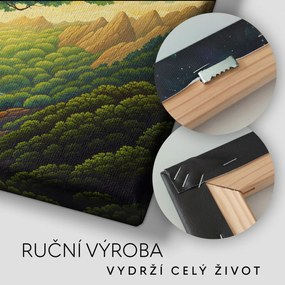 Obraz na plátně - Strom života s řekou FeelHappy.cz Velikost obrazu: 140 x 140 cm