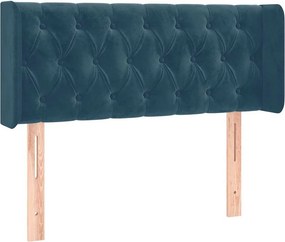 Čelo postele s LED tmavě modré 103 x 16 x 78/88 cm samet 3123618