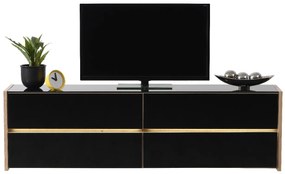 Televizní stolek s osvětlením Embra - dub artisan/černý lesk