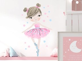 Pastelowe Love Samolepka na zeď BALETKA do dětského pokoje růžová