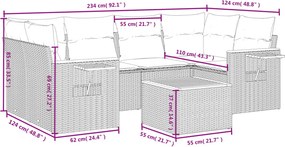 7dílná zahradní sedací souprava s poduškami černá polyratan 3259039
