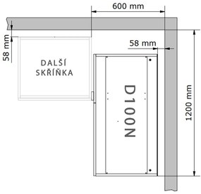 SORENTO pb | dolní skříňka D100N rohová | 120x60cm | UNI provedení | puccini/bílá