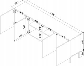 Komoda Siena 200 cm černá