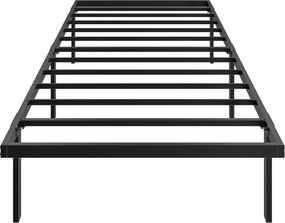 HOMCOM kovový rám postele s úložným prostorem pod postelí, výška 35,5 cm, tichý design, bez roštů, snadná montáž, 90 x 200 cm, černý | Aosom