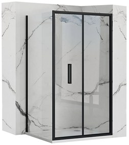 Rea Rapid Fold - sprchový kout se skládacími dveřmi 90(dveře) x 80(stěna) čiré sklo, černý profil, KPL-09901
