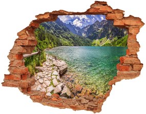 Wallmuralia Díra 3D ve zdi nálepka Morské oko Tatry 90x70 cm