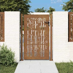 Zahradní branka 100 x 125 cm corten ocel bambusový design 153186