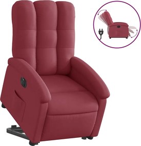 Elektrické zvedací polohovací křeslo vínové textil 3204119