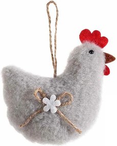Závěsná slepička – šedá 9 cm