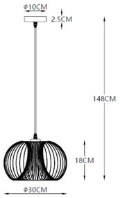 LUCIDE Závěsné svítidlo Vinta Black, průměr 30 cm