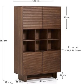 Tmavě hnědá skříňka v dekoru ořechu 100x163x40 cm Norlen – Kave Home