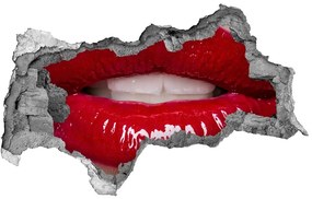 Wallmuralia Fotoobraz díra na stěnu Červená ústa 95x73 cm