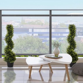 Outsunny Sada 2 velkých umělých cedrových stromů 90 cm – umělá rostlina, plastové umělé cedrové rostliny v květináčích, spirálová rostlina realistick…